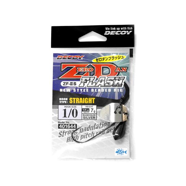 DECOY/デコイ　ZERO DAN FLASH/ゼロダンフラッシュ　ZF-IIS◆サイズ：1/0◆重量：7ｇ◆入り数：1本◆フックタイプ：ストレートフック★チャターとゼロダンが融合したブレードリグ！落ちパク系リグ「ゼロタン」に、波動やフラ...