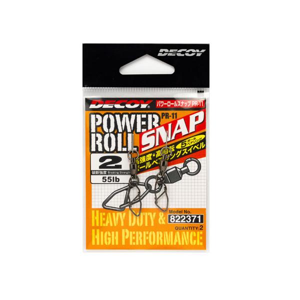 DECOY/デコイPR-11　Power Roll Snap/PR-11　パワーロールスナップ　#0〜＃2◆COLOUR：NS BLACK◆SIZE：＃0、＃1、＃2◆QTY：2pcs★ルアー交換に便利！高回転、ボールベアリングスイベル付ス...