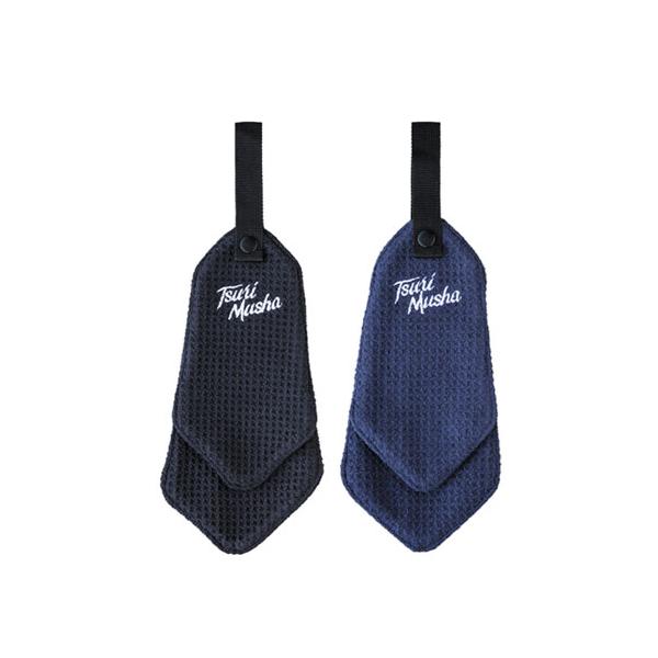 釣武者ロンブスダブルタオル◆全長30cm（タオル部23cm）◆引っ掛け回転パーツ 付属★指先でつまみやすく、ベルトにも装着可能なタオル