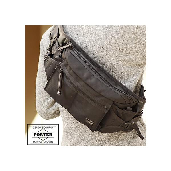 吉田カバン PORTER ポーターバッグ ヒート HEAT 2WAY ウエスト ヒップバッグ L 703-06978 ■カラーバリエーションBlack（ブラック）※撮影時の光のあたり方や、モニターの発色の具合などによって実際のものと色が若干...