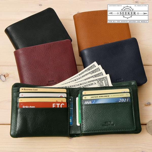 SEEKER(シーカー) ベジタブルタンニンレザー ショートウォレット・本体(約)：H9.5/W11.5/D3cm・重量(約)：110g・材質：本革 牛革 カウレザー・注意点  水洗いはしないでください。熱や高温を避け、ベンジン・シンナー等...