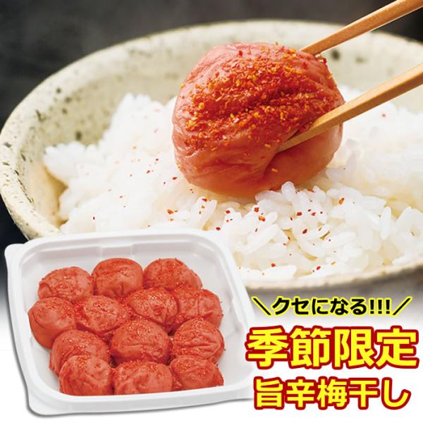 【季節限定】とうがらし梅380gご家庭用エコパック肉厚の紀州南高梅干しに、ピリッと辛いとうがらしをたっぷり使ったピリ辛梅干しです♪◆内容量：380ｇ◆賞味期間：製造から5ヶ月◆塩分：7％■容器寸法：165×165×45mm※粒の数は多少異な...