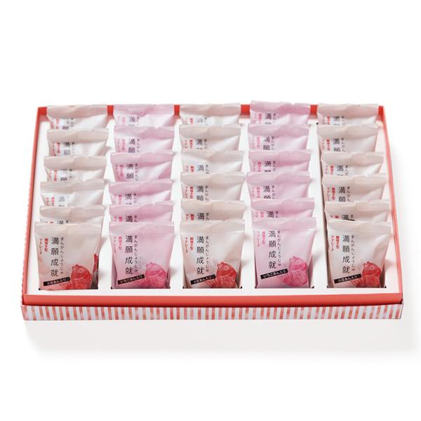 お祝いのシーンに『めでたい』プチギフト!全長45mmの小ぶりで可愛い鯛の形をしたあん入りマドレーヌ『満願成就』。アーモンドとバターの風味豊かな味わいが、口どけのよい羊羹と相性ピッタリです。名前のとおり「めで鯛」銘菓をご利用ください。ちょっと...