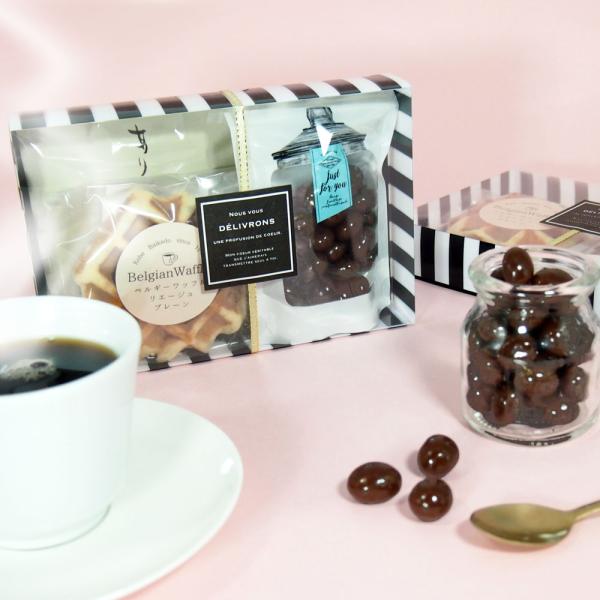 ■商品内容コーヒー豆チョコ５２ｇ…１個／製造日から8ヶ月ベルギーワッフル（プレーン味／レーズン味）…１個和樂謹製ドリップバッグコーヒー（ソフトブレンド）…１個■大きさ縦１２ｃｍ×横１８ｃｍ×厚さ３ｃｍ（ラッピング部分も含む）