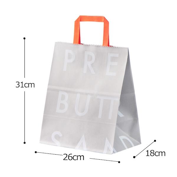 PRESS BUTTER SANDの一番大きいサイズのオリジナル手提げ袋です。おまとめする際や大量のバターサンドを入れる際におすすめのサイズです。【容量の目安】・おまとめ用・バターサンド5個入×12箱程度まで・バターサンド9個入×6箱程度ま...