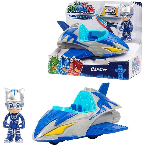 PJ Masks Save the Sky Cat-Car Cat-Boy Figure and Vehicleしゅつどう！パジャマスクパジャマスク セイブ ザ スカイ キャットカー＆キャットボーイ フィギュアヒーローになる時が来ました!コ...