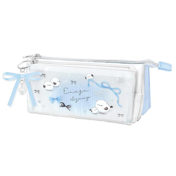 ゆらゆら目をひくサテンリボン＆パールが可愛い♪ピタッと！オープンポケットペンポーチが登場！人気シマエナのガデザイン☆たっぷり収納、7個のポケット！マグネットボタンでピタッとくっつく！プレゼントとしてもおすすめのアイテムです！【仕様】サイズ：...