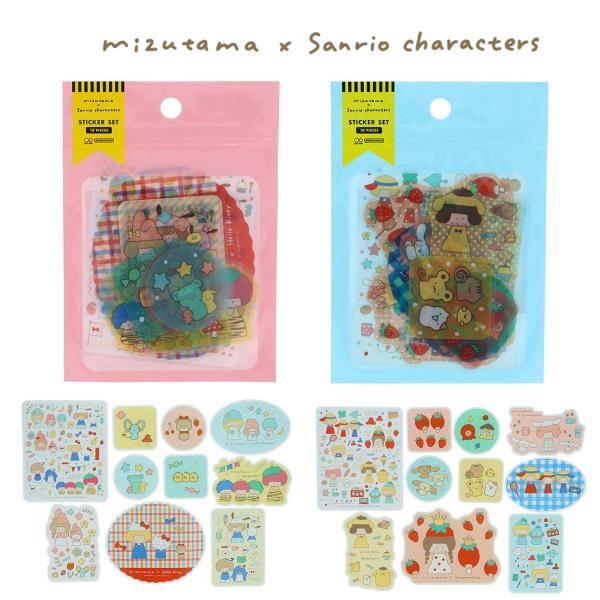こちらの商品はポスト投函便にて発送する為、代引き決済には対応しておりません。人気イラストレーター mizutama×サンリオキャラクターズのコラボグッズが登場♪持ち歩きに便利！ケース入りステッカーセットです。レトロ風なデザインがかわいい♪大...