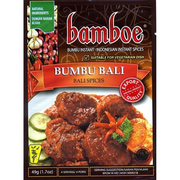Bamboe バンブー　インスタント調味料　インドネシア料理の素Bumbu Bali　49g添加物を使わずハーブスパイスから作られたインドネシア料理のレトルト・インスタント調味料ブンブとは、ハーブやスパイスなどを混ぜ合わせた調味料で、バリ料...