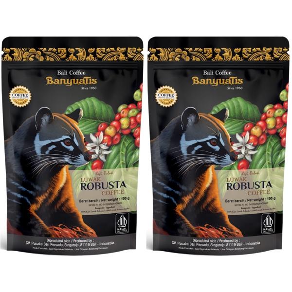 BanyuaTis バニュアティス バリコーヒー Luwak Robusta Coffee ルアックロブスタコーヒー パウダー 100g×2個セット 海外直送品インドネシア バリ島のコーヒー製造販売会社であるCV. Pusaka Bali ...