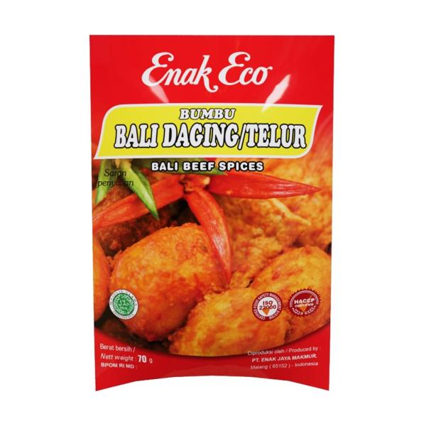 Enak Eco エナ エコ インスタント調味料 Bumbu Masakシリーズ Bali Daging/Telur バリ ダギン トゥルル 70g 海外直送品厳選したスパイスを使用したインスタント調味料です。Telurは、インドネシア語で...