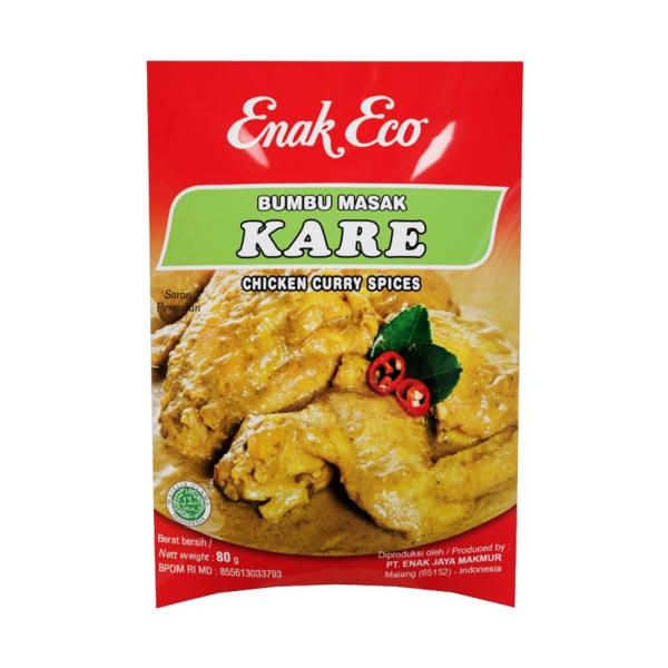 Enak Eco エナ エコ インスタント調味料 Bumbu Masakシリーズ Kare カレ 80g 海外直送品厳選したスパイスを使用したインスタント調味料です。インドネシアのカレーは、ココナッツミルク風味でさらさらとしたスープタイプが...