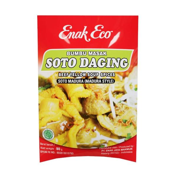 Enak Eco エナ エコ インスタント調味料 Bumbu Masakシリーズ Soto Daging ソト ダギン 80g 海外直送品厳選したスパイスを使用したインスタント調味料です。ソトダギンとは、インドネシアの牛肉のスープです。似た...
