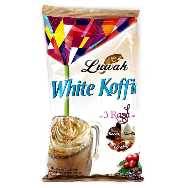 Luwak ルアック　White Koffie ホワイトコーヒー　ミックス 3Rasa （ キャラメル / モカ / バニラ ）　10パック　インスタントコーヒー カプチーノ胃に優しいコーヒーとしてアジアで人気急上昇中のルアックホワイトコー...