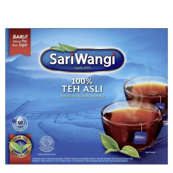 インドネシアの紅茶 ジャワ島の茶葉を使用サリワンギ ティー Sari Wangi 1.85g×50パック入り・1973年発売当初からインドネシアでもっともポピュラーで愛され続けてきた紅茶・バリ島（BALI）のお土産にも大人気！・クセがない香...