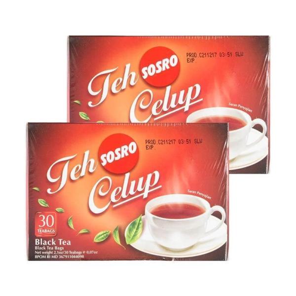 お得な２個セットSosroのストレートティー Teh Asli　ティーバッグ Teh Celup タイプインドネシア 西ジャワ州の広大な農園で栽培された茶葉を使用渋みが少なく口当たりのいいサッパリとした味わい【内容量】30 teabag入り...