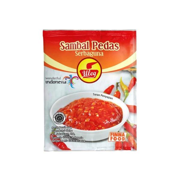 Uleg ウレグ　Sambal Pedas サンバル プダス　パウチ小袋 使い切りタイプ　１０袋入りサンバルは、チリソースの一種でインドネシア料理やマレー料理などによく用いられるスパイシーな辛味調味料です。Pedas プダスは、いろいろな食...