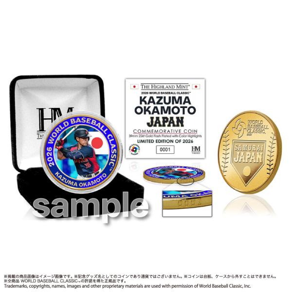 MADE IN THE USAThe Highland Mint 社製コイン：約φ3.9cm 22ktゴールドメッキアクリルコインケースジュエリーケース(ブラック)シリアル番号入り※全商品WBC公認のホログラムシールが貼られている正規品です...