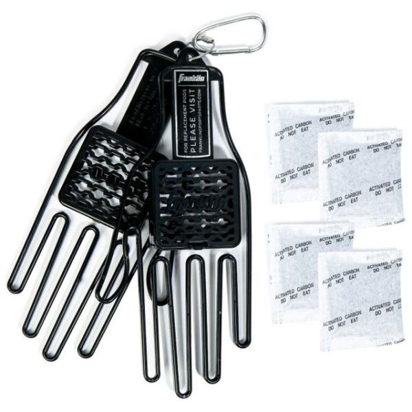 サイズ：一般・大人用　特徴：多くのメジャーリーガー・NPB選手多数愛用のフランクリンより、バッティンググローブや守備手袋の持ち運びや保管に最適な手袋ホルダー登場！　　　ニオイを軽減し、湿気を吸収してくれます。　カラビナ付きで、バッグに取り付...