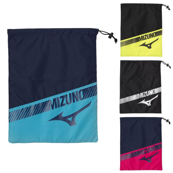 素材：ポリエステル（裏加工PU）サイズ：L34×H42cmカラー：81：ネイビー×ターコイズ87：ネイビー×ピンク90：ブラック×シルバー94：ブラック×ライム特徴：バッグインバッグとしても使用可能なミズノのロゴが特徴的なシューズ袋が登場！...