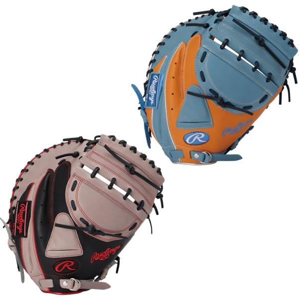 素材：表革/天然皮革裏革/天然皮革ポジション：キャッチャー用カラー：B/GRY/ブラック×グレーORG/CB/オレンジ×Cブルー特徴：ローリングスのソフトボール用「SOFT HYPER TECH COLORS」は、やわらかめの天然皮革を使用...