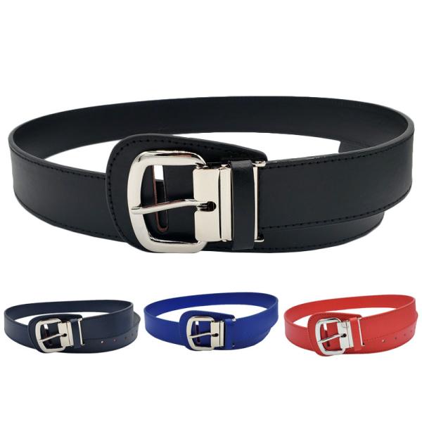 素材：人工皮革サイズ：120cm対応カラー：BLK/ブラックNVY/ネイビーBLU/ブルーRED/レッド特徴：当店オリジナルのストレートベルトがリニューアル！何度も現地に足を運び、品質にこだわり、妥協を一切許さず、高品質＆低価格を実現したオ...