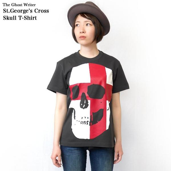 オリジナルThe Ghost Writer（ ザ・ゴーストライター ）シリーズ[ メンズ レディース ユニセックス / Skull PUNK ROCK ]人気のスカルTシャツのセント ジョージ クロス柄バージョン!!今回は、Tシャツで制作し...