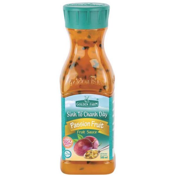 ベトナム産 Golden Farmゴールデンファーム パッションフルーツソース 500ml　賞味期限2026年11月2日パッションフルーツの種がそのまま入っています。黄色に熟した南国フルーツをたっぷり使った、甘酸っぱい味わいのソース。爽やか...