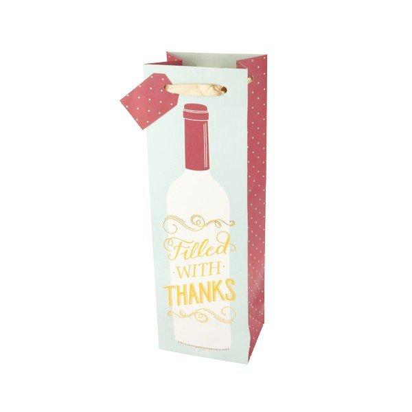 ボトル用ギフトバッグ「Filled With Thanks」　感謝の気持ちを込めて本体サイズ：W115×D90×H356材質：紙