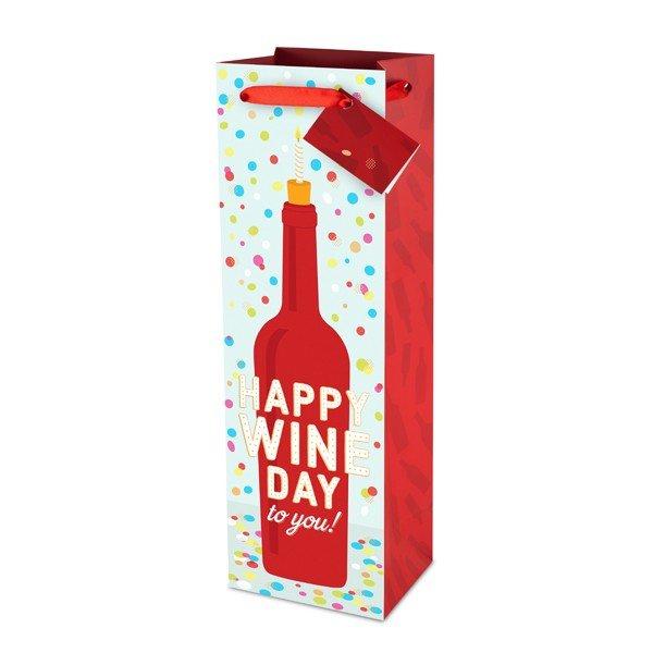 ボトル用ギフトバッグHappy Wine Day本体サイズ：W115×D90×H356材質：紙