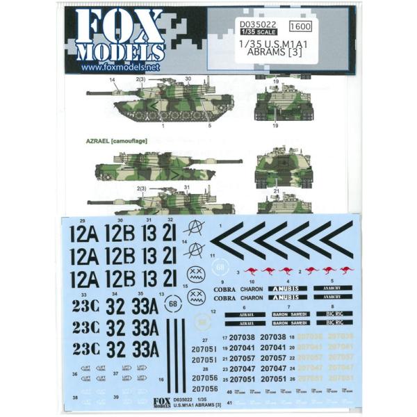 1/35 U.S.M1A1 ABRAMS DECAL SET[3]【FOX MODELS】