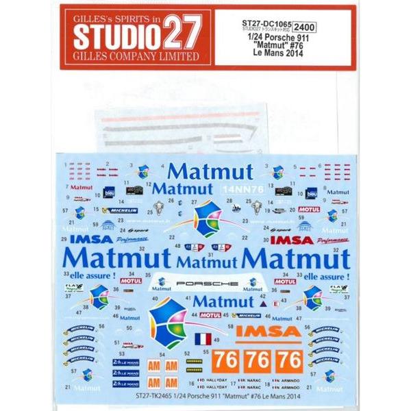 DC1065 1/24 Porsche911"Matmut"#76 Le mans 2014 (F社1/24対応)