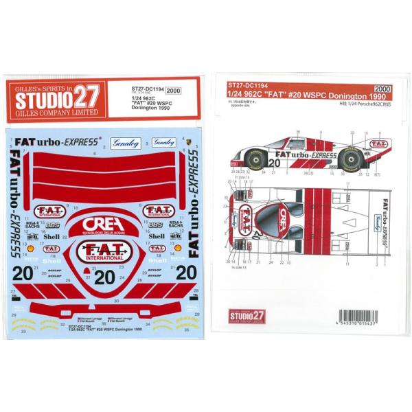 1/24 962C "FAT"#20 WSPC Donington 1990(H社1/24対応)