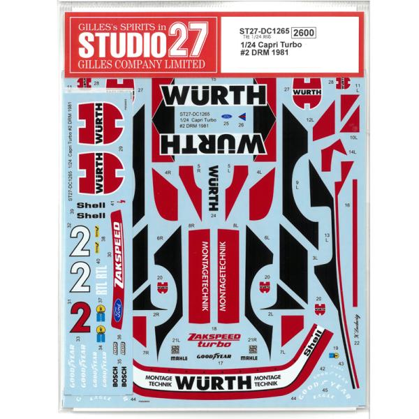 1/24 フォード カプリ ターボ DRM 1981 No.2 フルデカール タミヤ対応 スタジオ27 水転写式デカール ST27-DC1265