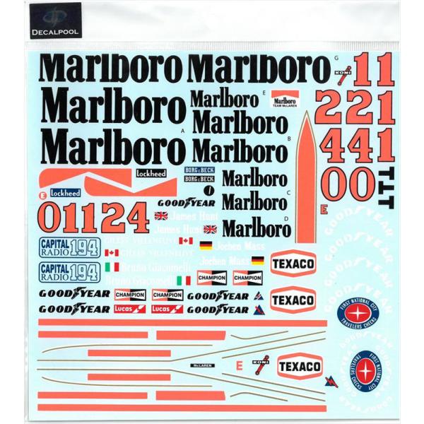 1/12 マクラーレン M23 マルボロ '76-'77 MFH対応【DECAL POOL デカールプール F1デカール DP107】