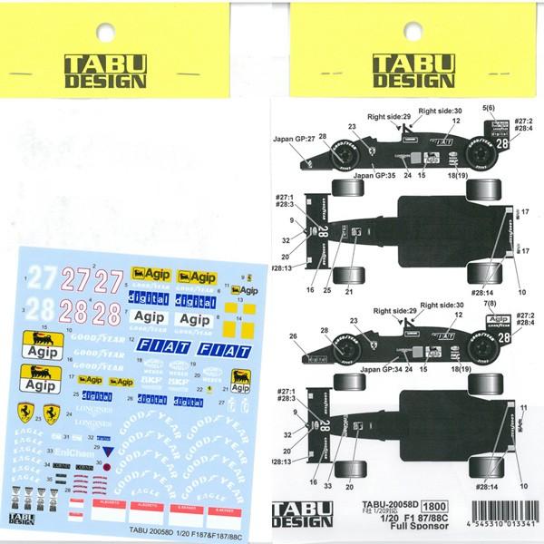 TABU20058D 1/20 F187/88C Full Sponsor (F 社1/20対応）