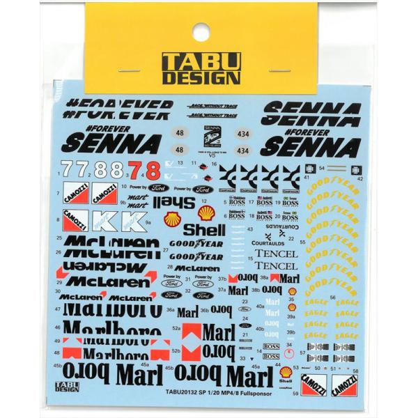 TABU20132sp 1/20 マクラーレン MP4/8 フルスポンサー T社1/20対応 タブ TABUデカール 水転写式　