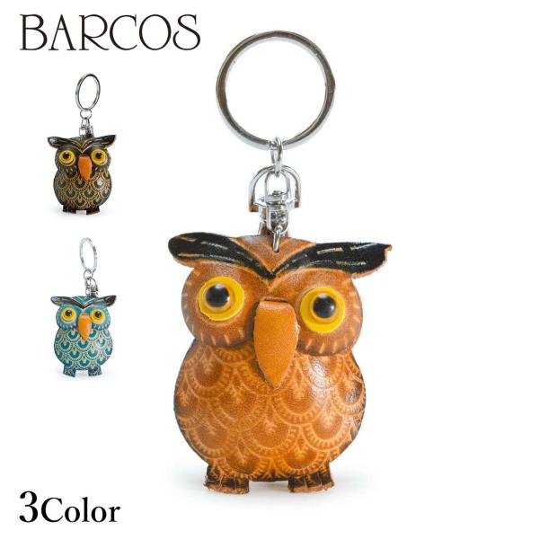 商品名：BARCOS スリムシルエットフクロウモチーフキーホルダー心温まるアニマルモチーフのレザーアイテムに、スリムなシルエットのフクロウが仲間入り。丸い瞳が印象的なデザインで、素材は牛革仕様の本格派です。巧みに切り出されたレザー、細かい模...