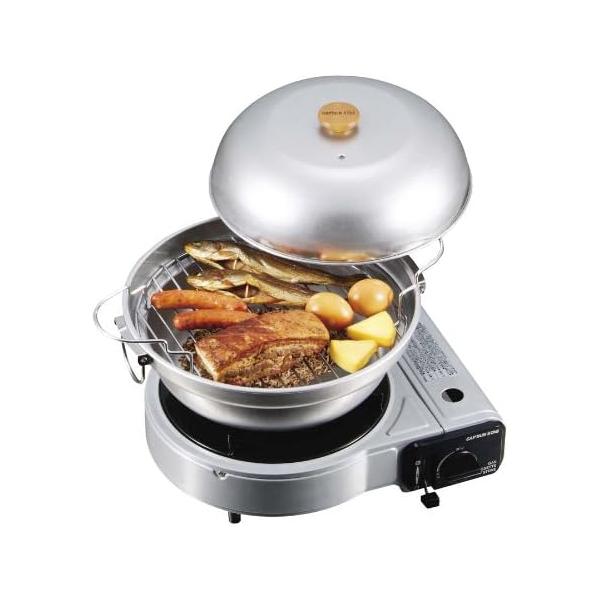 アウトドアや自宅の庭で、手軽に燻製が楽しめます。カセットガスコンロなどにのせて、手作りの燻製が楽しめます！大きめの肉や魚・チーズ・ゆでたまご等、美味しく手軽に燻製を楽しめる鍋です。ふたをしたまま網を持ち上げるだけで、簡単にチップのつぎたしが...