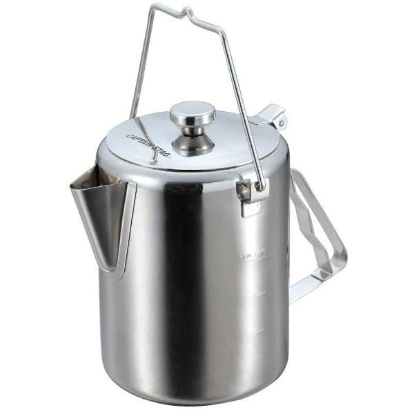 キャンプや野外フェスなどで使い勝手のよいケットル丈夫でサビにくいステンレス製、たっぷり容量のケトル検索用：キャンプ / 調理器具 / ポット / コーヒーポット / 珈琲 野外 / レジャー / ティータイム / ティーブレイク / グラン...