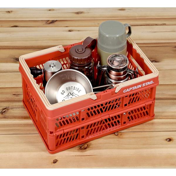 簡単組立・コンパクト収納！お買い物かごみたいなたっぷり入る折りたたみ式コンテナ。なにかと荷物が多いアウトドアシーンで大活躍！持ち手をたたんでスタッキングもできます。工具入れや車載の釣り道具などの整理整頓、リビングやキッチンの収納でも使えます...