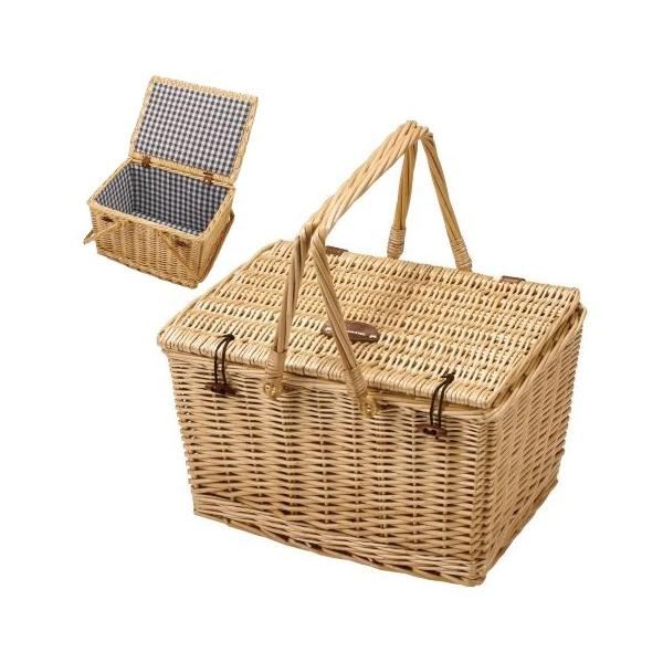 [同梱不可] ・・・・・こちらは他商品との同時購入が不可の商品です。必ず当商品のみでお買い求めください。柳で編んだ、ふた付き・内布付きワンハンドルバスケット。ピクニックや遠足、運動会などに最適なおしゃれに持ち運べる優しい雰囲気のバスケット。...