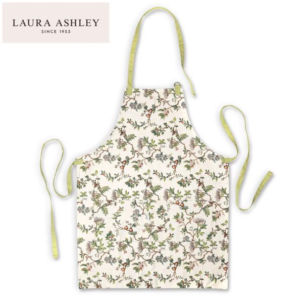 Laura Ashley ローラアシュレイのエプロンです。葉や鳥が描かれた英国らしいクラシックな「エルダーウッド」のデザインは、ローラアシュレイの人気柄です。日差しの温もりを感じられるようになったら、ガーデニングを始める絶好の季節です。ロー...