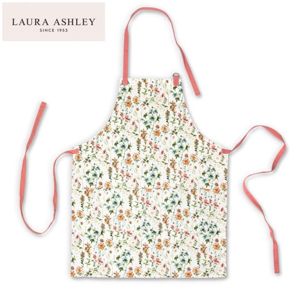 Laura Ashley ローラアシュレイのエプロンです。ふんわりとした優しい雰囲気に満ちた「ワイルドメドウ」のデザインは、ローラアシュレイの人気柄です。日差しの温もりを感じられるようになったら、ガーデニングを始める絶好の季節です。ローラア...