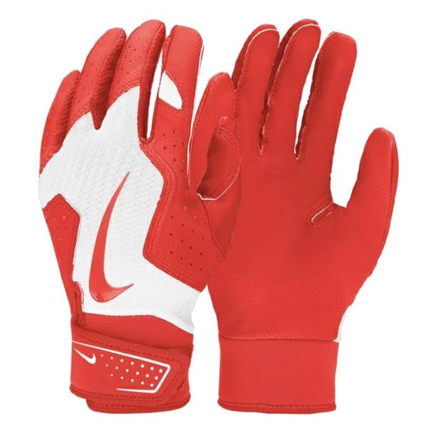 ナイキのジュニア用バッティンググローブ！掌にはグリップ力と耐久性を高めるためのテクスチャ加工。DRI-FITテクノロジーが、快適さと速乾性を保ちます。ネオプレンカフが手首を快適に包み込み、しっかりとフィット。合成皮革なので、水洗い可能です。...