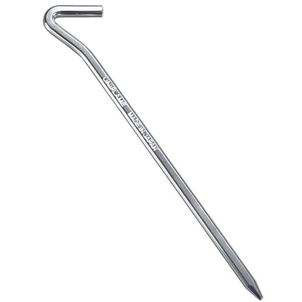 ≪UNIFLAME≫高強度かつ超軽量を実現したジュラルミンペグ。より深く食い込む25cm長。・曲げ加工により打ち込み時の力のロスを軽減・平打ち加工で強度をアップ・Φ8mmでさらに高い強度を実現。・100本まとめても約3.9kgの驚きの軽さ！