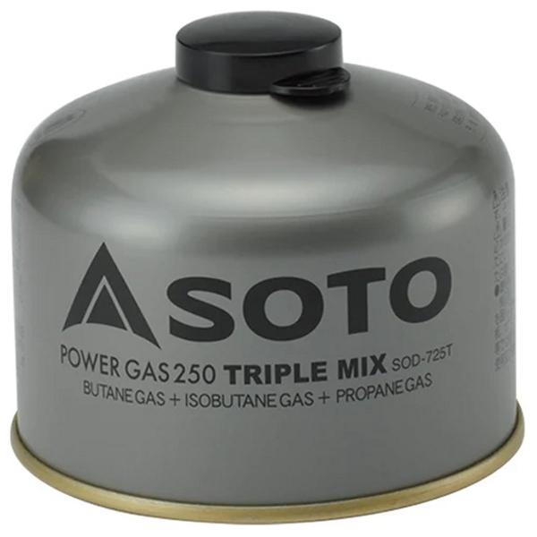 ≪SOTO≫プロパン、イソブタン、ノルマルブタン配合のパワーガス刻一刻と状況を変える自然環境にも対応するパワーガスです。SOTO製品のOD缶専用燃料器具を支えるガス燃料です。