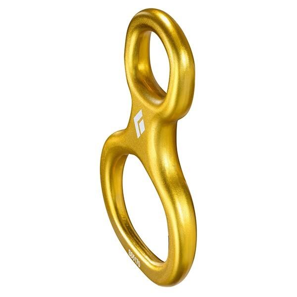 スムーズな懸垂下降とビレイを可能にするエイト環。8.1mmダブルから11mmシングルロープまで対応。