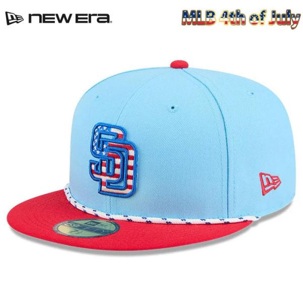 ●ベースボールキャップ/野球帽/帽子●フラットバイザー/平つば●メーカー名：ニューエラ(NEWERA)●59FIFTY オンフィールド 2025 MLB 4th of July サンディエゴ・パドレス●品番：14628784●本体カラー：ラ...