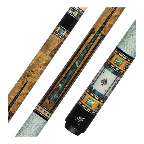 Meucci BMC Casino 6 プレーキュー アンティークメイプル パウアシェルインレイ ウレタンコートアイリッシュリネン 5/16-18山 Pro Shaft搭載